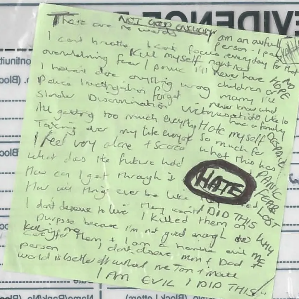All of Lucy Letby's chilling 'confession' notes in full