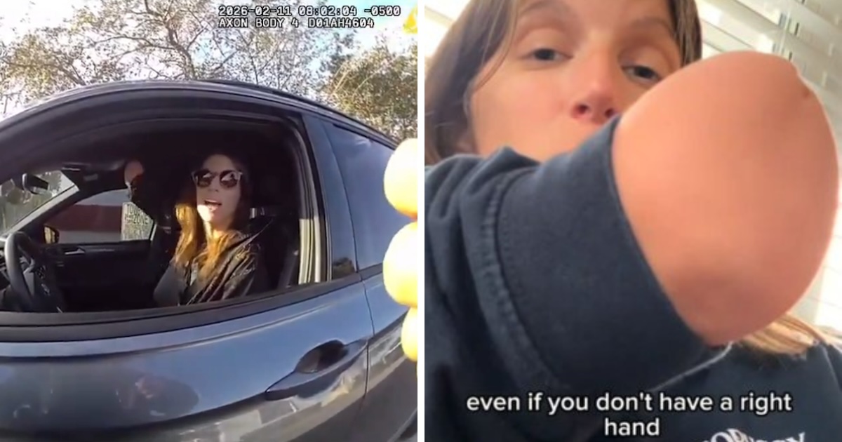 Influencer with no right hand pulled over for using phone in 'absurd ...