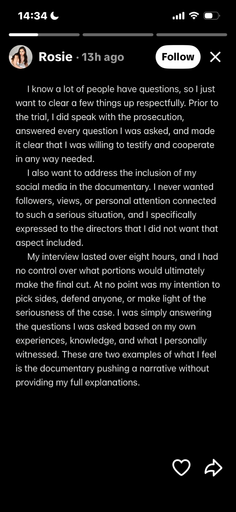 Rosie Graham breaks silence after The Crash doc