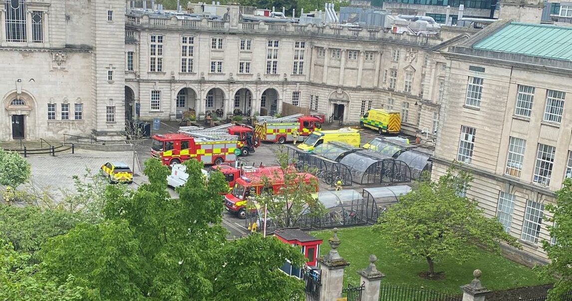 Main building evacuated and emergency services present on Cardiff ...