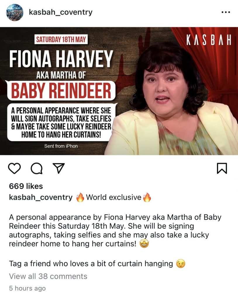 Club claims it's booked real Martha from Baby Reindeer for appearance