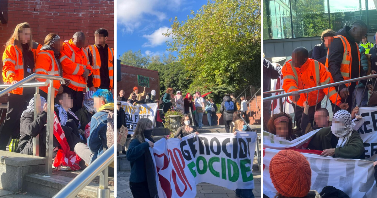 Pro-Palestine protestors clash with security and block entry to ...