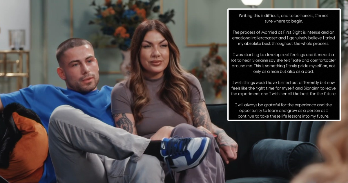 Ryan releases statement on his departure from MAFS UK with Sionainn