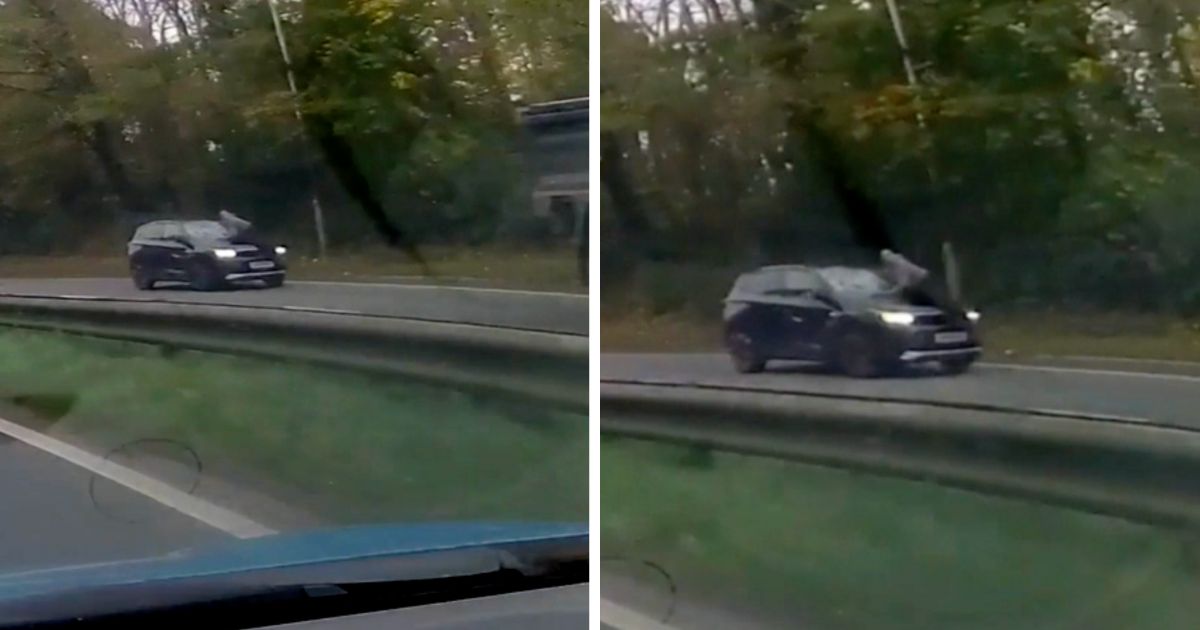 Video shows man clinging to car bonnet as it drives down the A48 in Cardiff