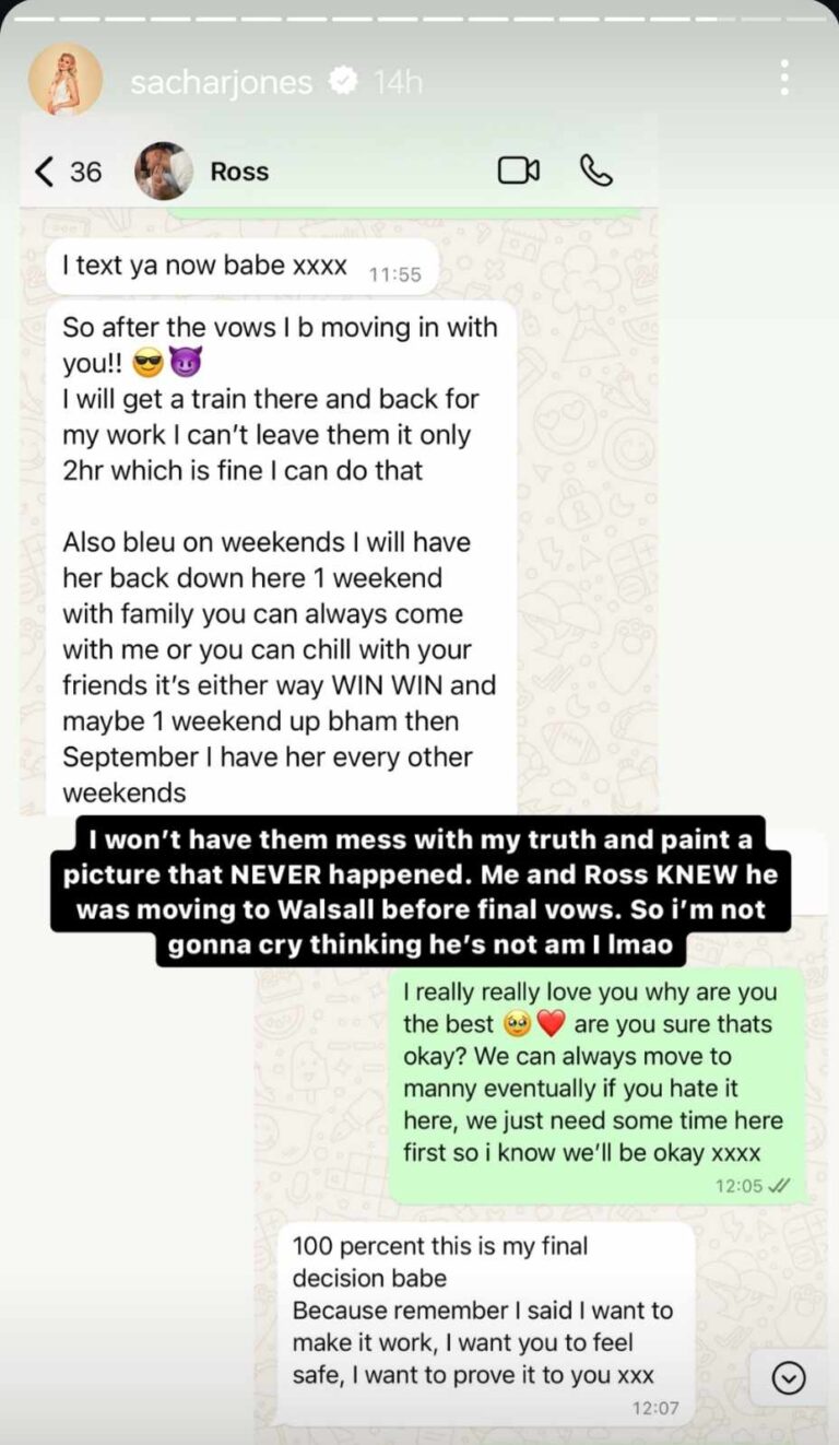 Sacha reveals Ross agreed to move to her before MAFS final vows