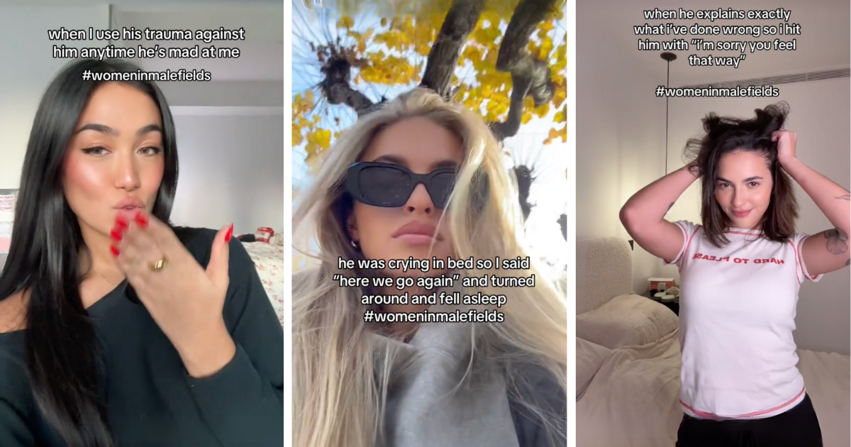 The women in male fields TikTok trend proves men need therapy