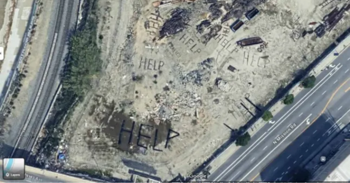 Ominous 'help' messages found carved into the ground in LA on Google Maps