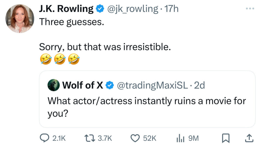 JK Rowling shady tweet people think is dig at Harry Potter cast