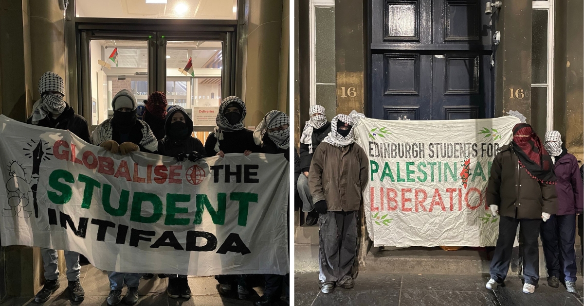 Pro-Palestine protesters block entrance to University of Edinburgh ...