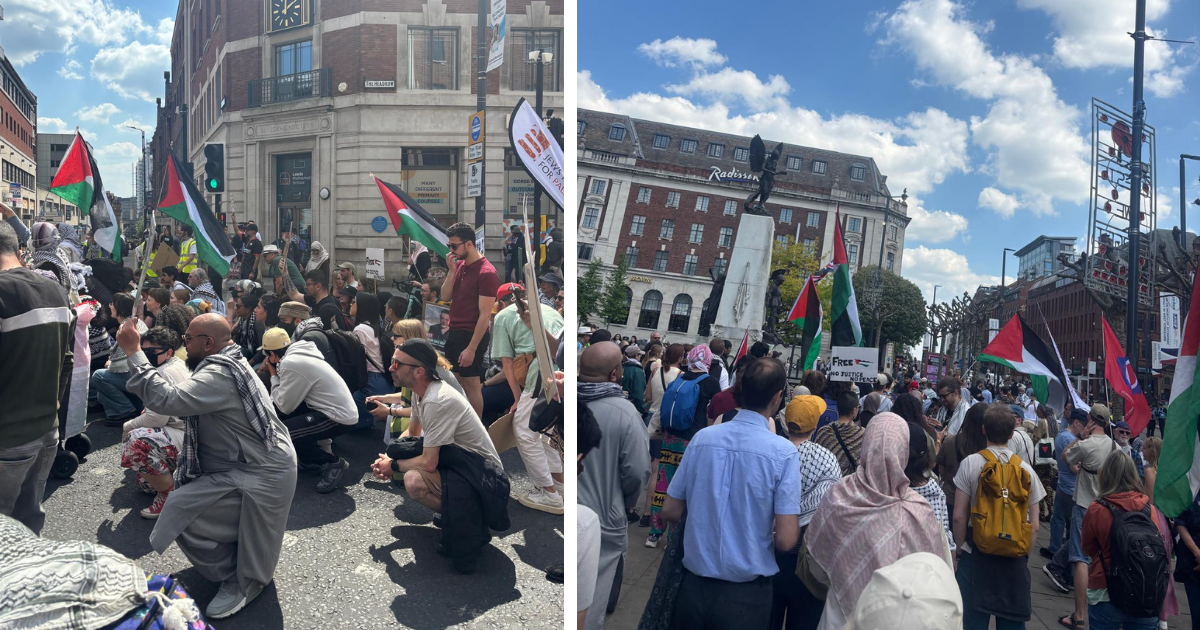 Pro-Palestinian student activists protest in Leeds for Gaza ceasefire