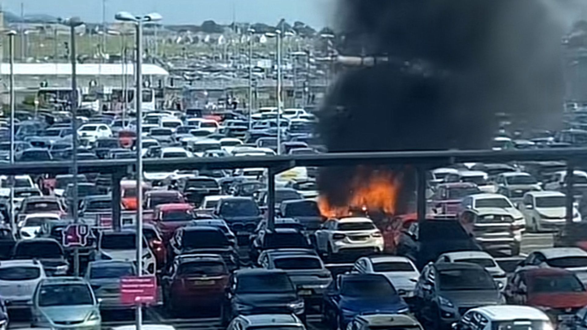 Watch as vehicle catches fire at Edinburgh Airport