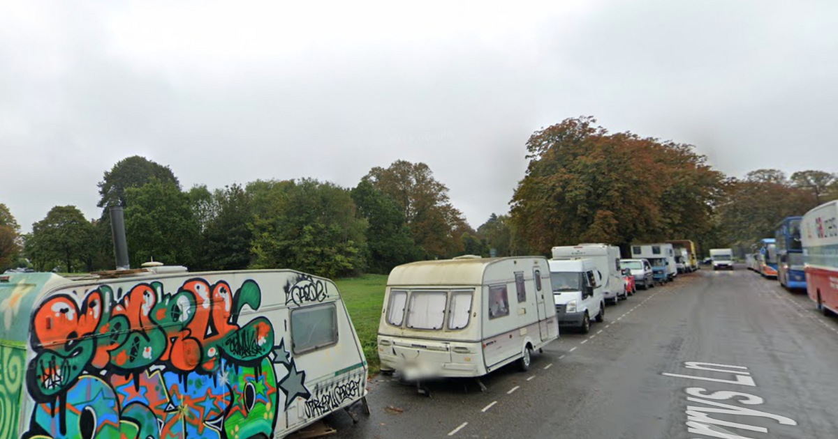 Hundreds gather for protest against caravan presence on the Downs