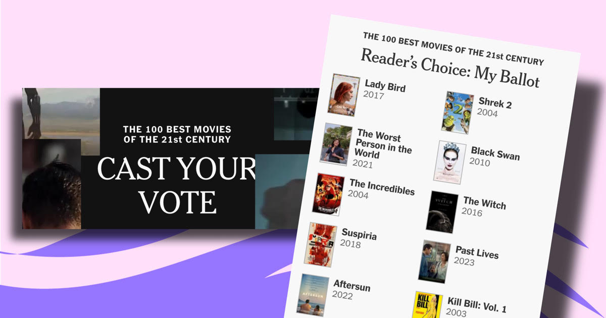 How to do 10 best films of 21st century in readers vote ballot