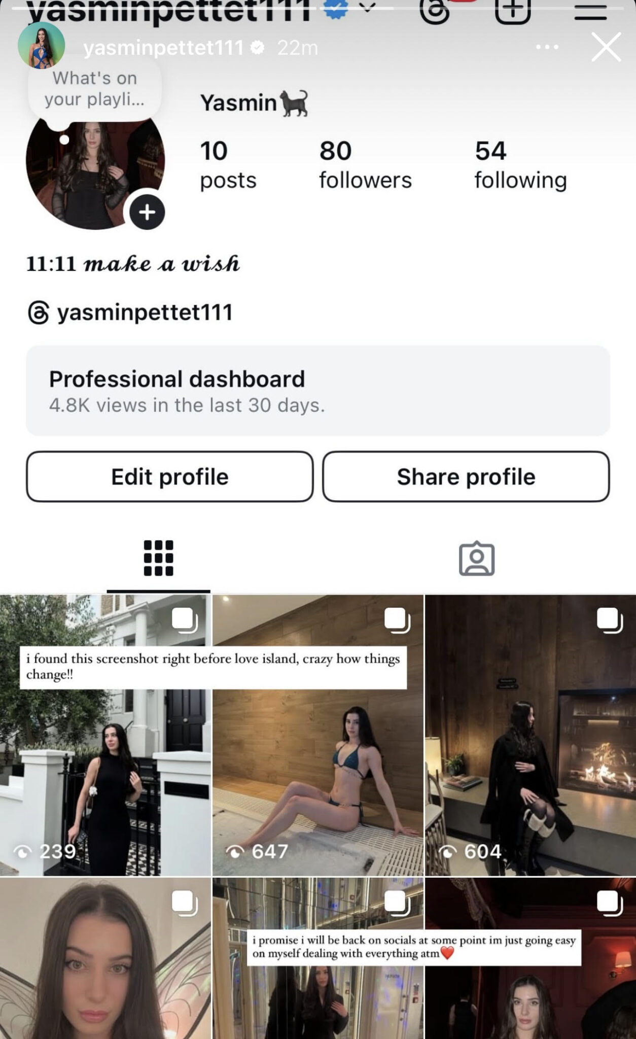 Yasmin reveals low Instagram followers before Love Island 2025