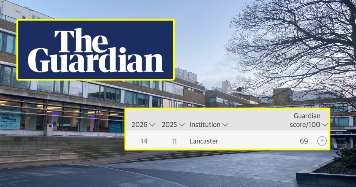 Lancaster University ranking in the Guardian University Guide 2026