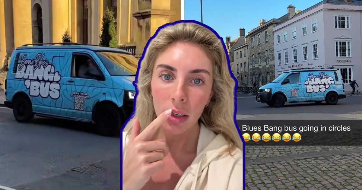 Crickets as Bonnie Blue drives round Oxford looking for freshers