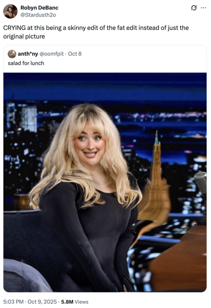 Fat Sabrina Carpenter AI meme is completely problematic