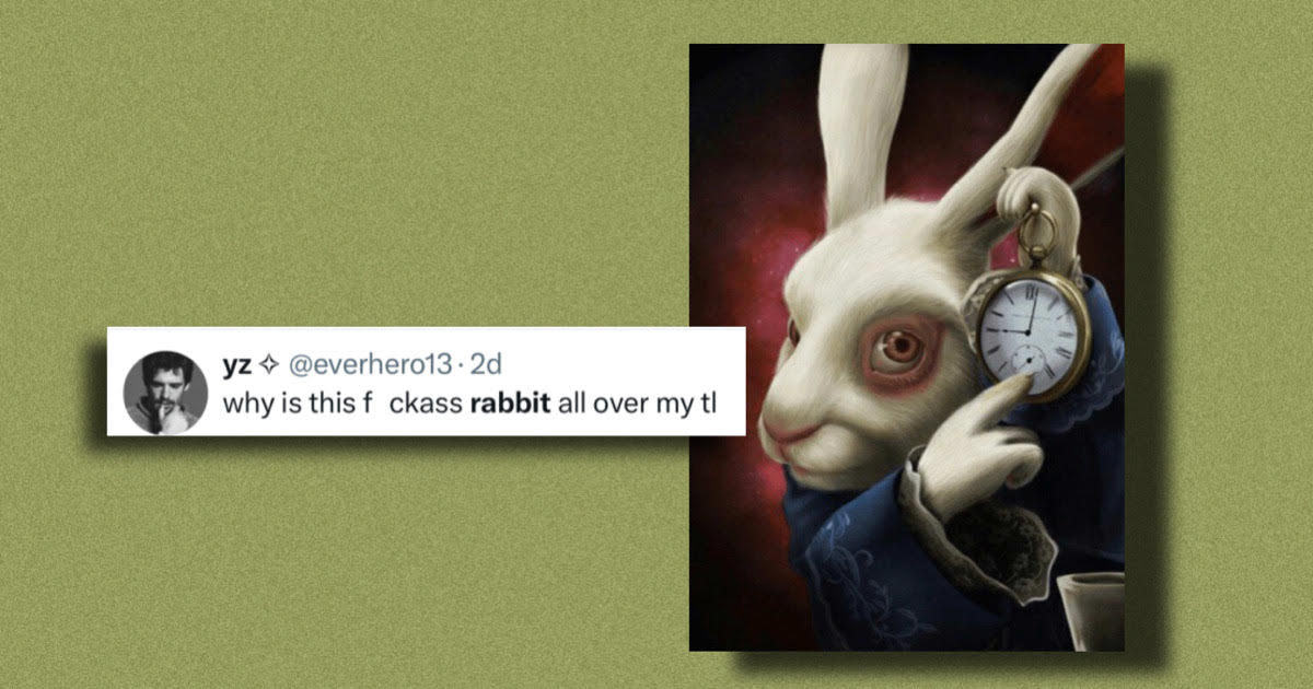 Explaining white rabbit ticking clock meme viral right now