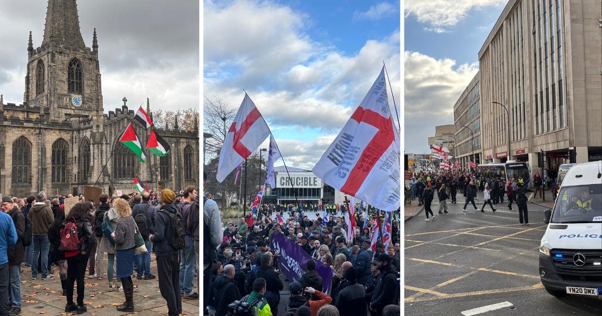 Protests in Sheffield from UKIP and anti-racism demonstrators