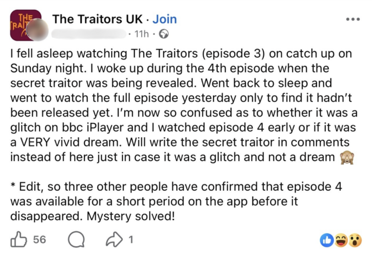 The Secret Traitor on The Traitors has already LEAKED