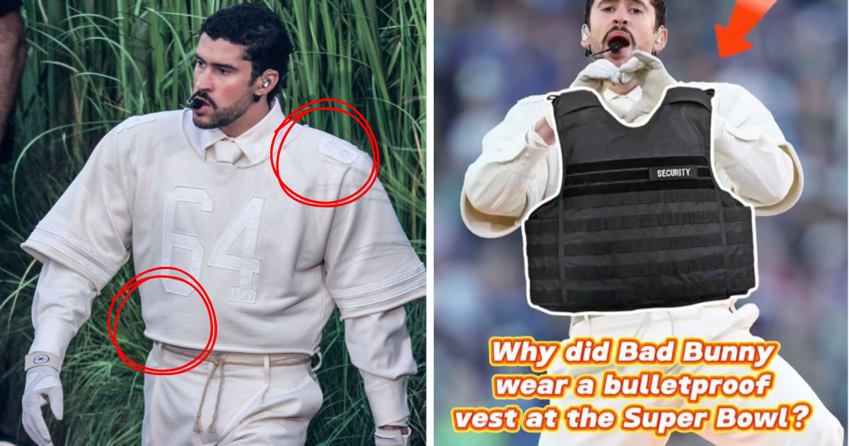 Was Bad Bunny wearing a bulletproof jacket at the Super Bowl?